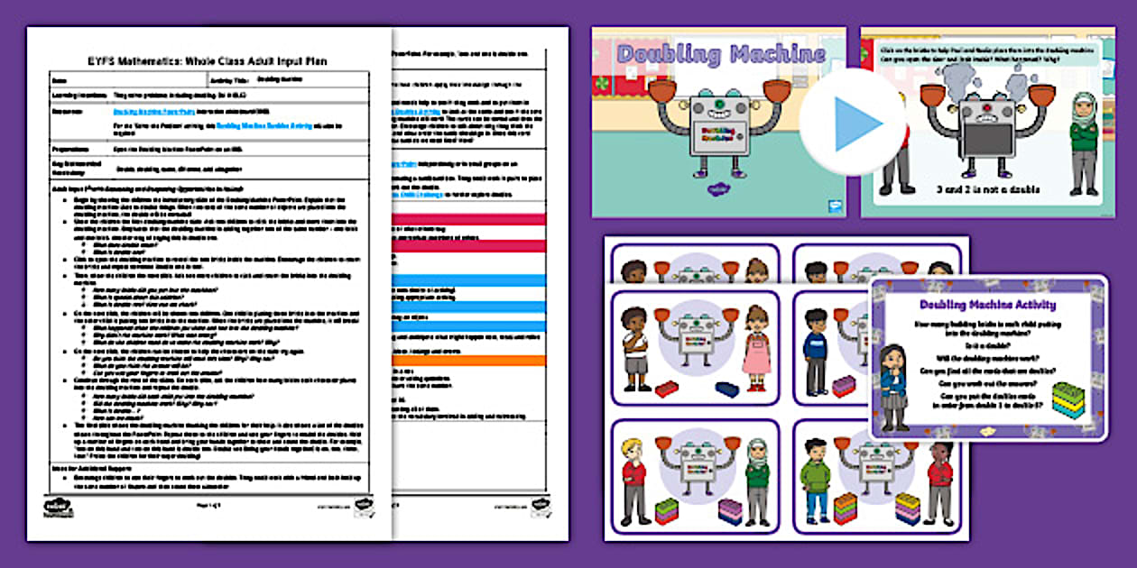 EYFS Maths: Doubling Machine Whole Class Adult Input Plan and Resource Pack