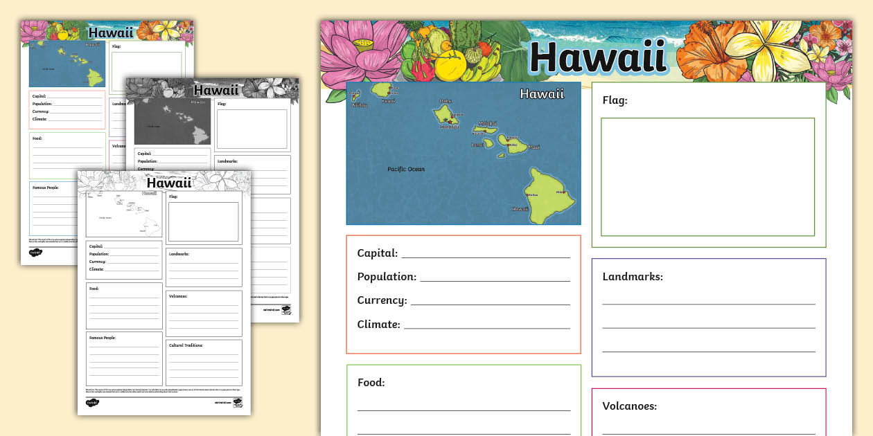Hawaii Fact File Template (Teacher-Made) - Twinkl