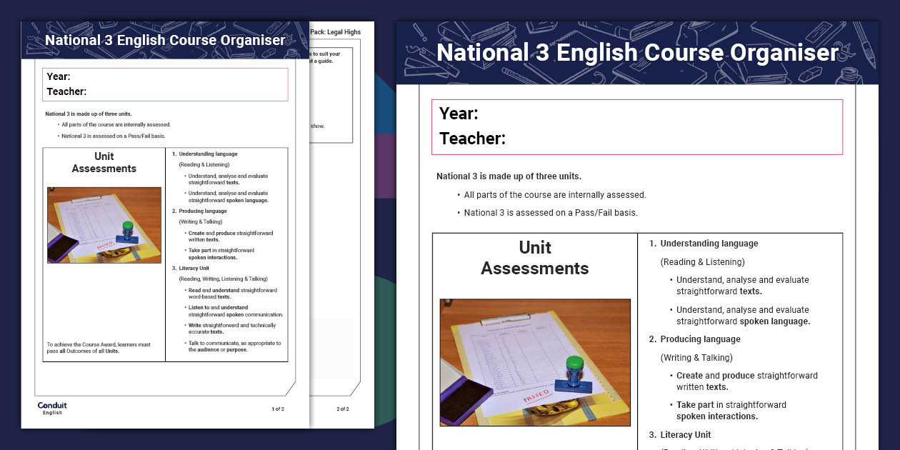 National 3 Course Organiser (teacher made) - Twinkl