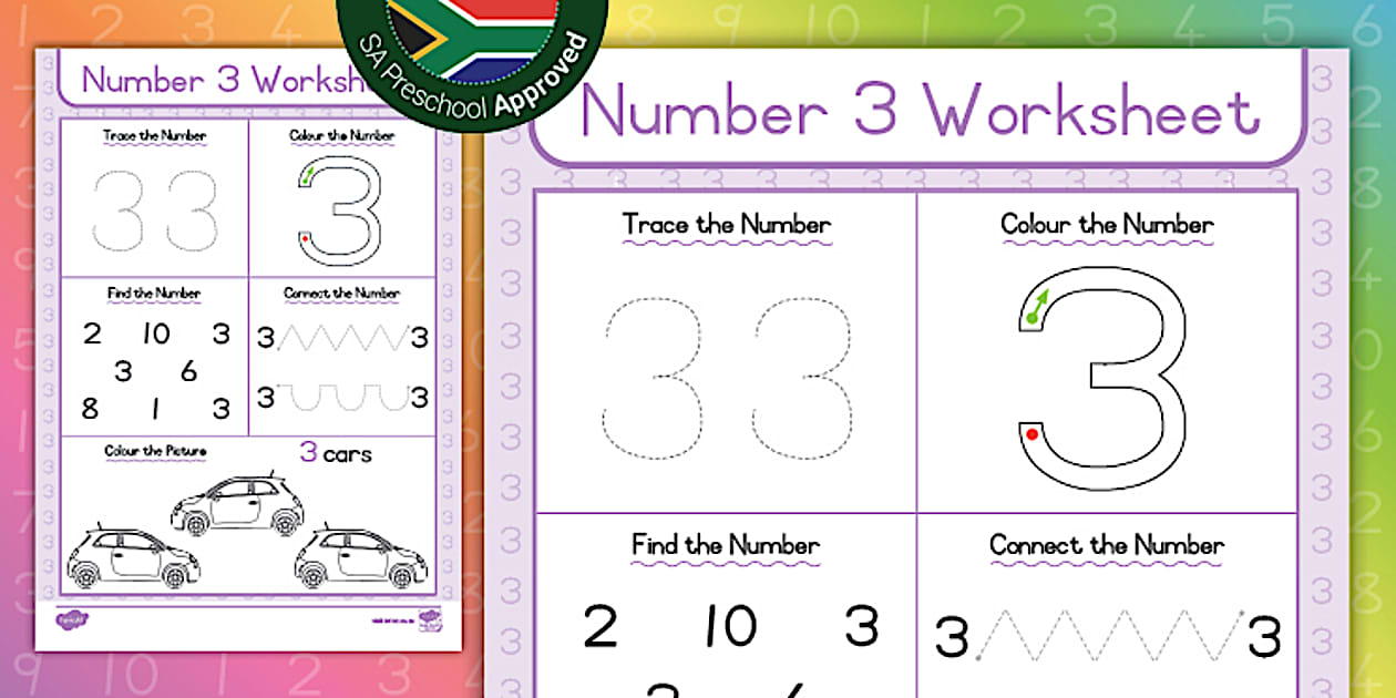 Preschool Numeracy: Number 3 Worksheet (teacher made)