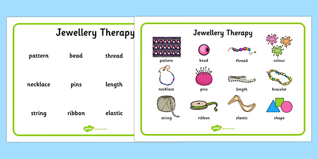 Editable Jewellery Therapy Word Mat (teacher made) - Twinkl