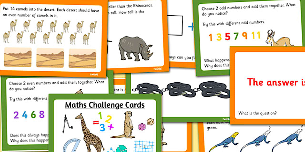 Safari Themed KS1 Maths Challenge Cards - Twinkl
