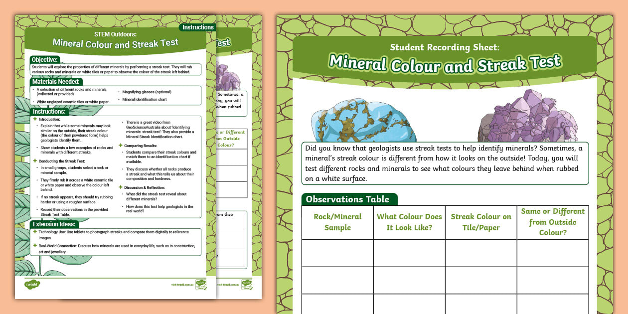 STEM Outdoors: Mineral Colour and Streak Test (teacher made)