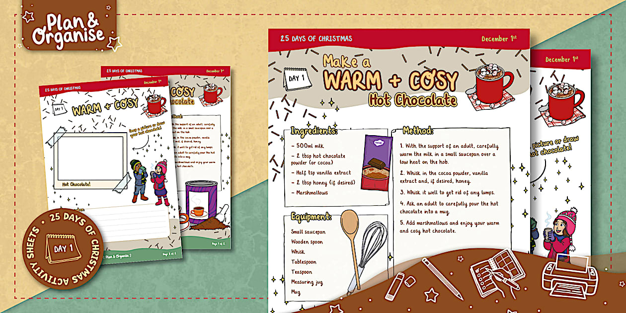 December 1st: Hot Chocolate Recipe Card | 25 Days of Christmas Activity ...