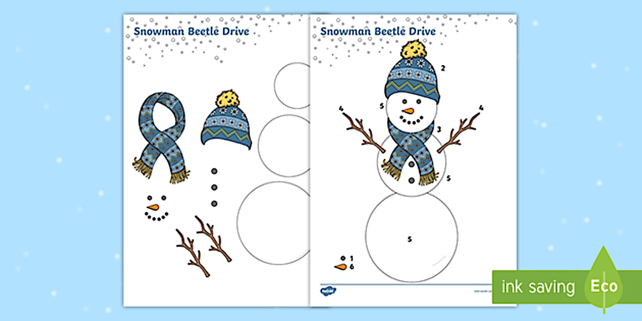 Black and White Snowman Beetle Drive (Teacher-Made) - Twinkl