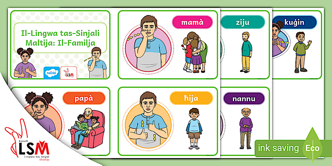 FREE! - Il-Lingwa tas-Sinjali Maltija l Leħħiet bl-istampi tal-familja