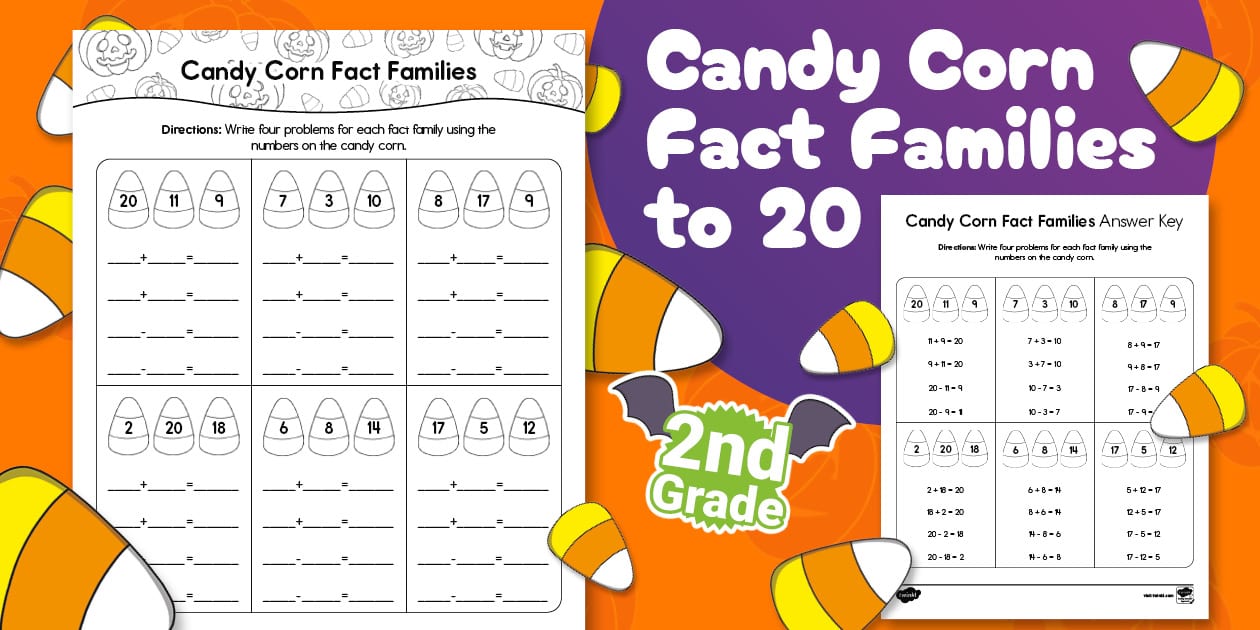 2nd Grade Candy Corn Addition and Subtraction Fact Families