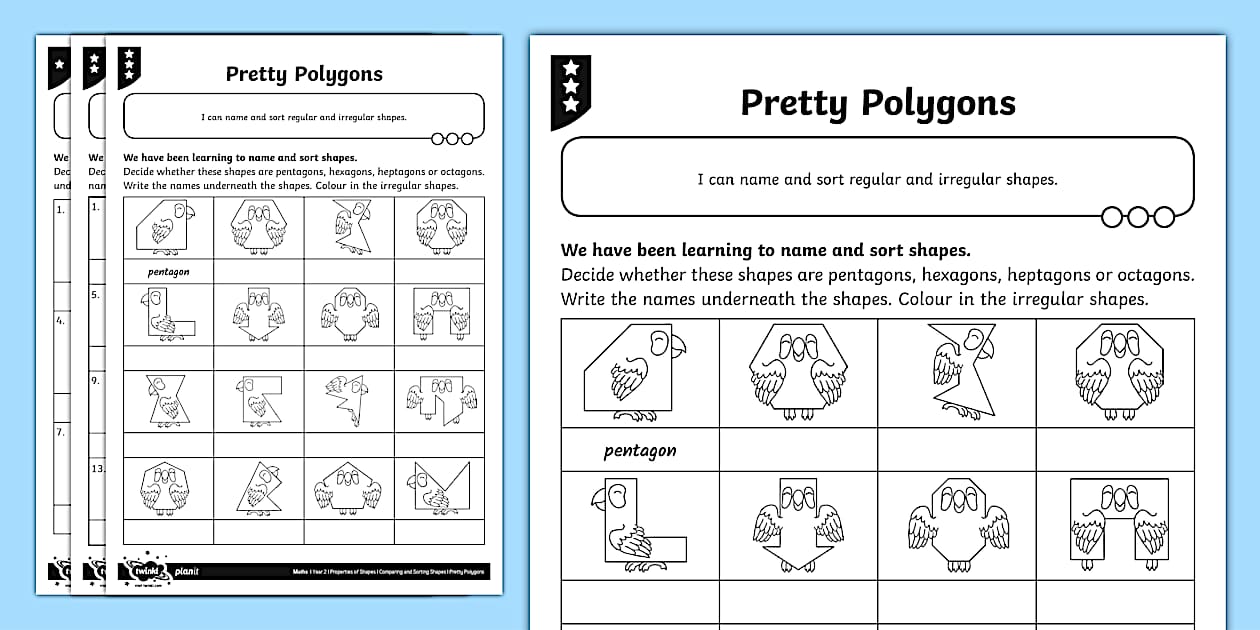 PlanIt Maths Y2 Properties of Shapes Pretty Polygons Home Learning Tasks