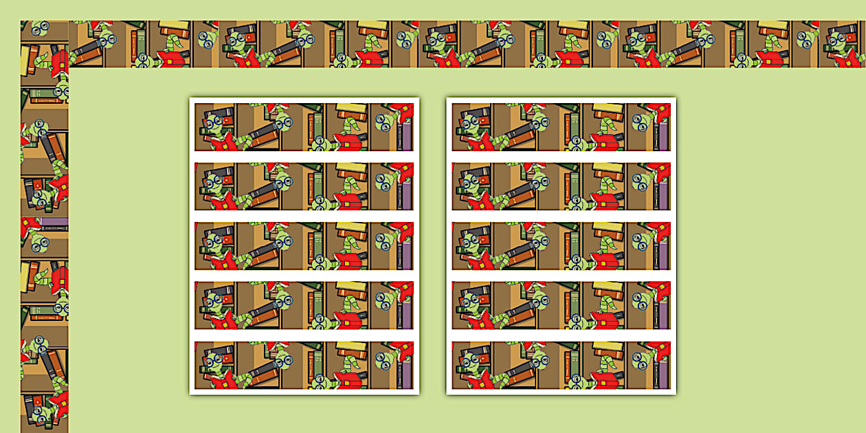 Bookworm Border Reading Bulletin Board | Twinkl USA