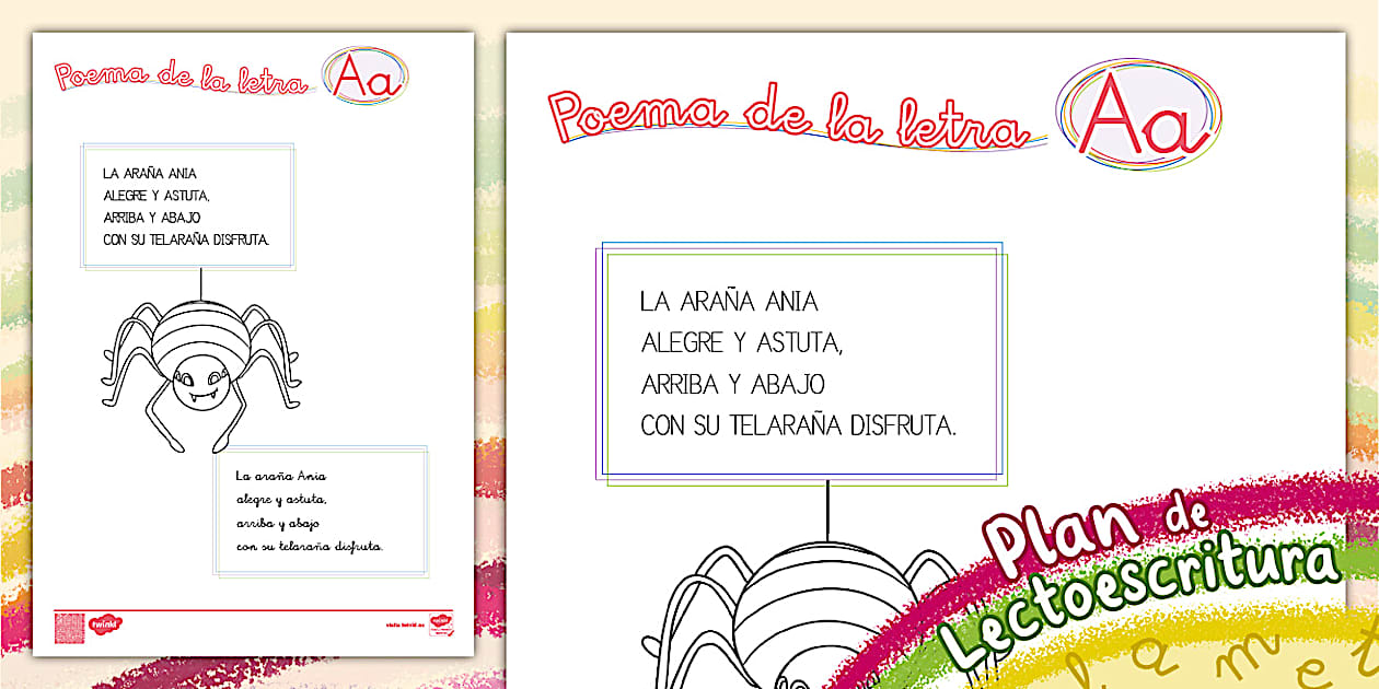 Plan de lectoescritura: La letra A - Poema - Twinkl