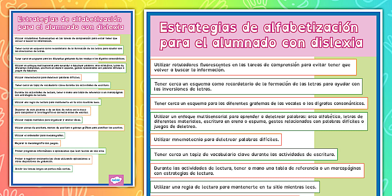 Póster: Estrategias para la dislexia - Twinkl