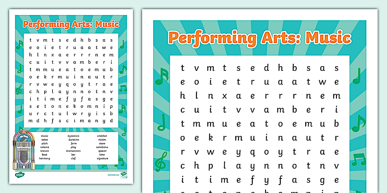 Performing Arts - Music Word Search (teacher made) - Twinkl