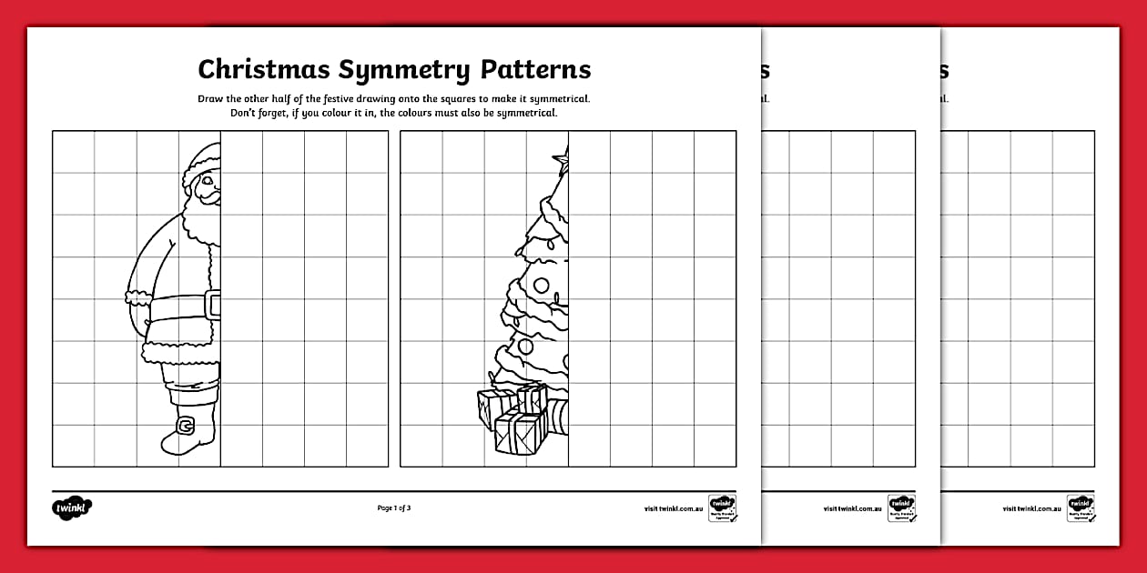 👉 Christmas Symmetry in Patterns Worksheet - Twinkl