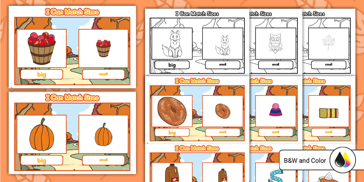 Early Childhood Fall Size Matching Busy Bag Worksheet
