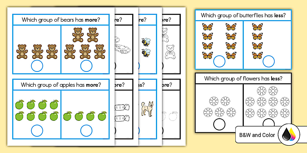 More or Less Clip Cards (Teacher-Made) - Twinkl