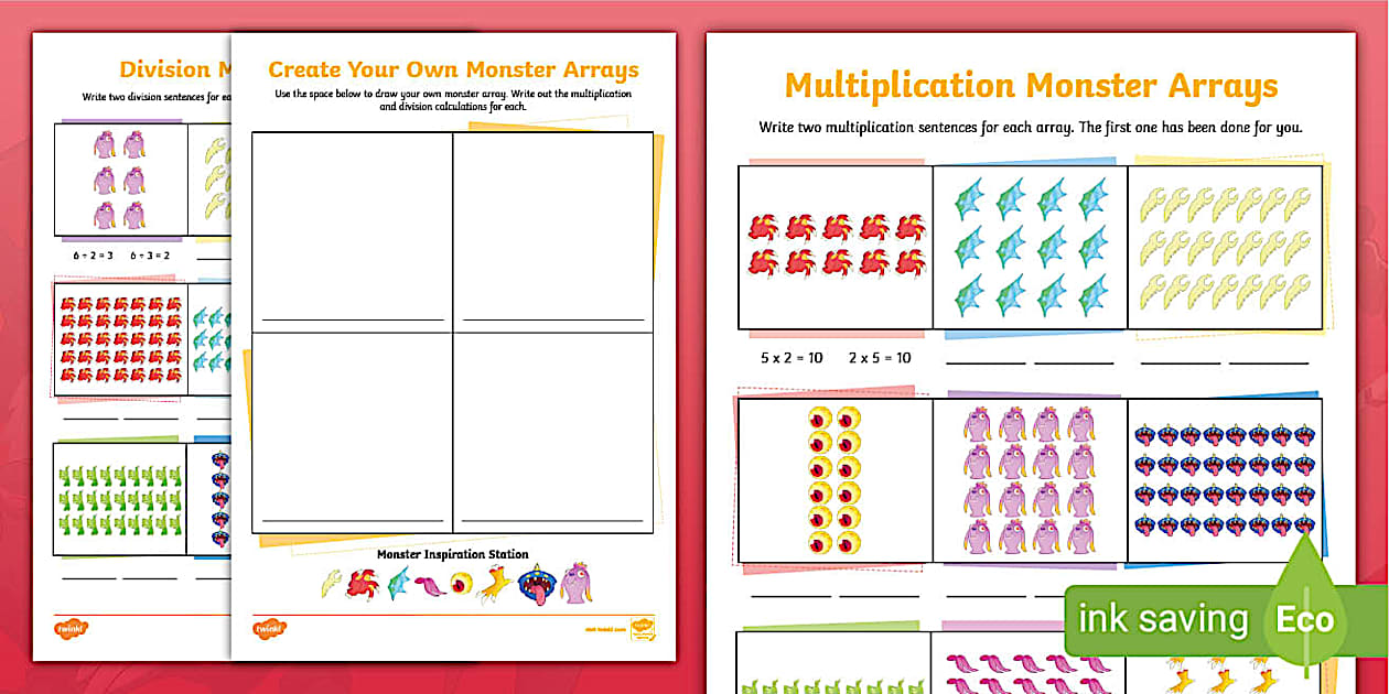 Monster Multiplication And Division Worksheets - Maths