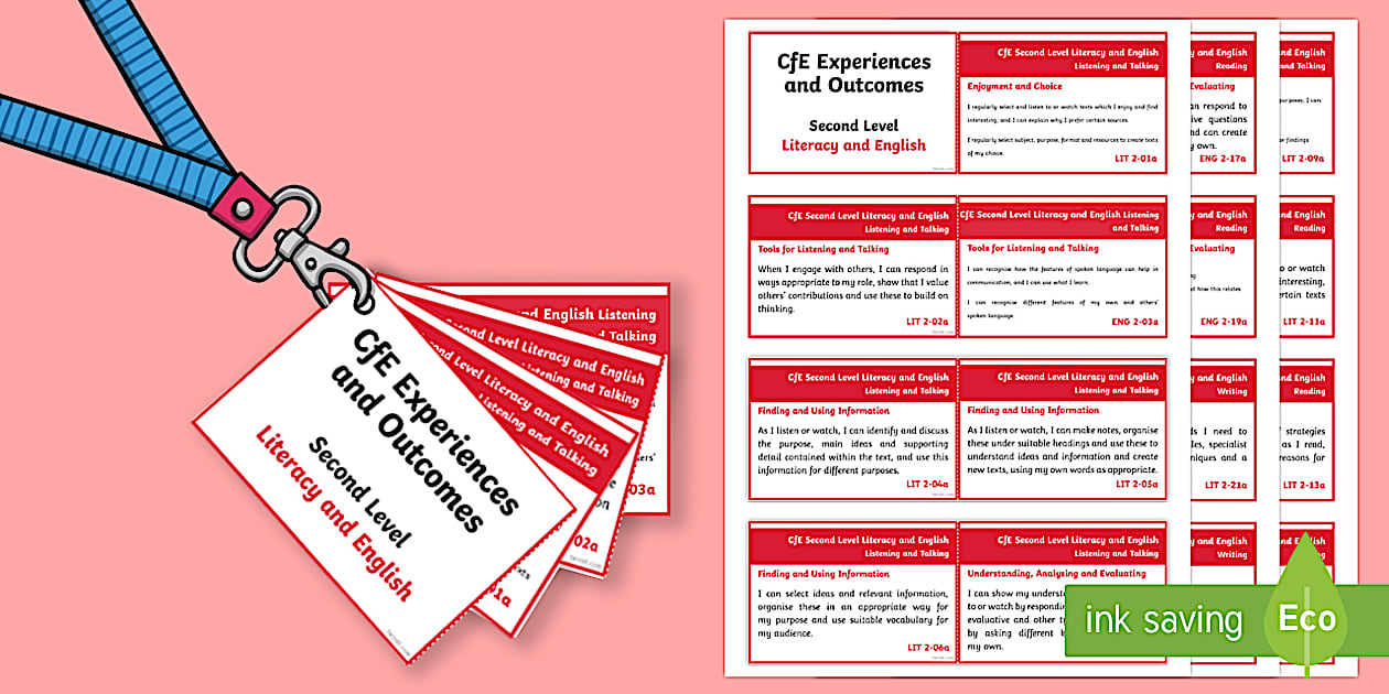 Editable Lanyard-Sized CfE Second Level Literacy and English ...