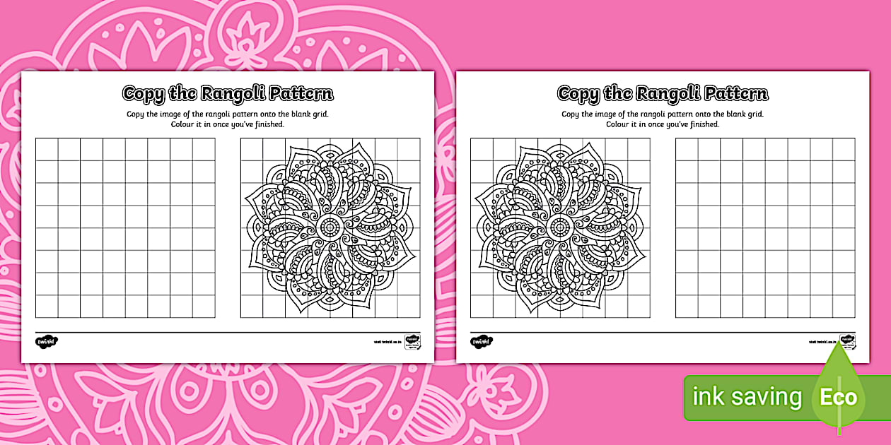 Copy the Rangoli Pattern Worksheet (teacher made) - Twinkl