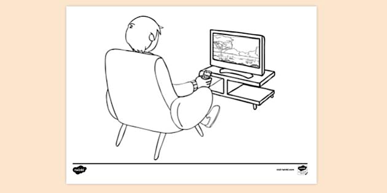 Watching TV Colouring Sheet (teacher made) - Twinkl