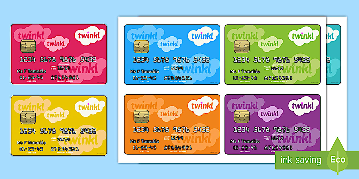 Editable Supermarket Role-Play Debit Card Cut-Outs - Twinkl