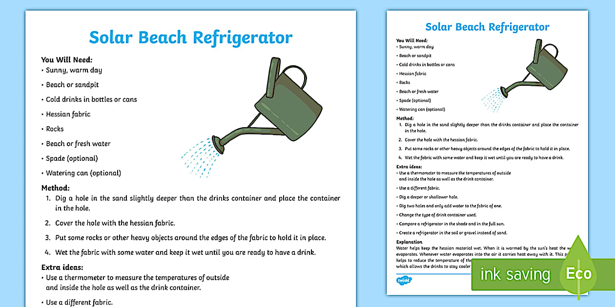 Black and White Solar Beach Refrigerator Science Experiment