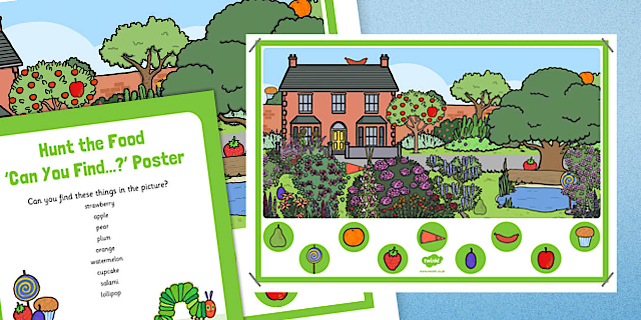 Hunt the Food Can You Find Poster to Support Teaching on The Very Hungry