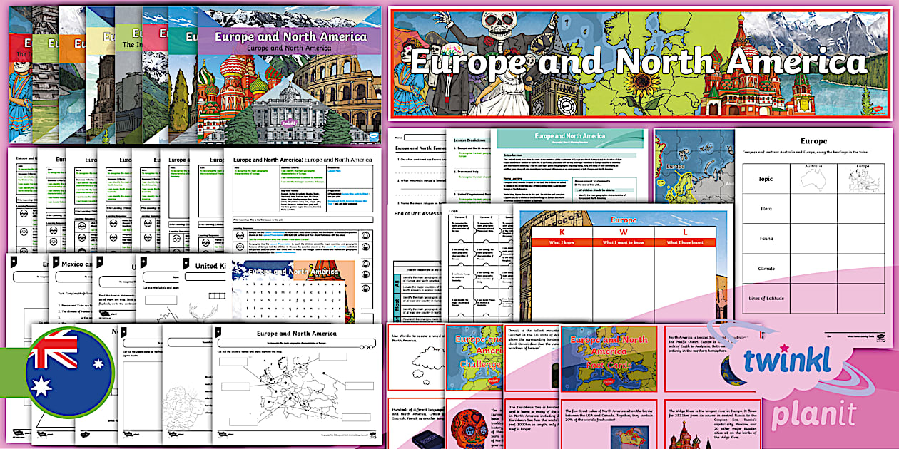 Year 5 HASS Geography Europe and North America Unit Pack