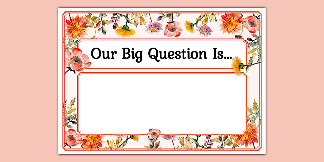 Wildflower Botanical Themed Our Big Question Is... Display Poster