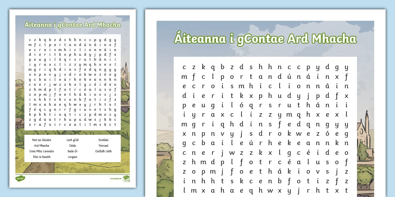 Áiteanna i gContae Ard Mhacha Cuardach Focal (Teacher-Made)