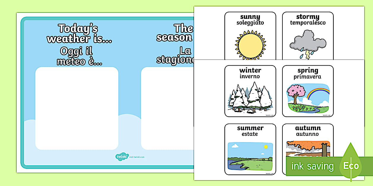 Weather and Season Display Poster English/Italian - Weather and Season ...