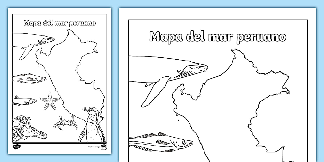 Hoja de colorear: Mapa del mar peruano | Twinkl - Twinkl