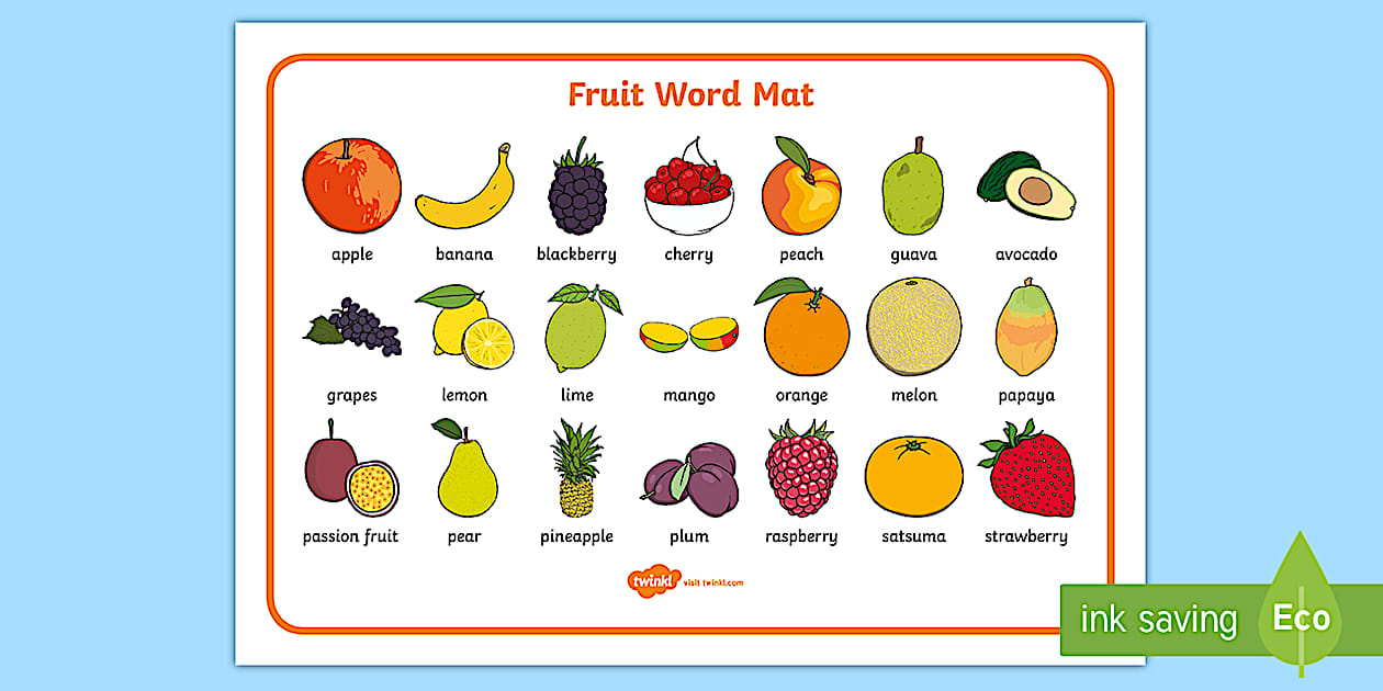 Fruit Word Mat (teacher made) - Twinkl