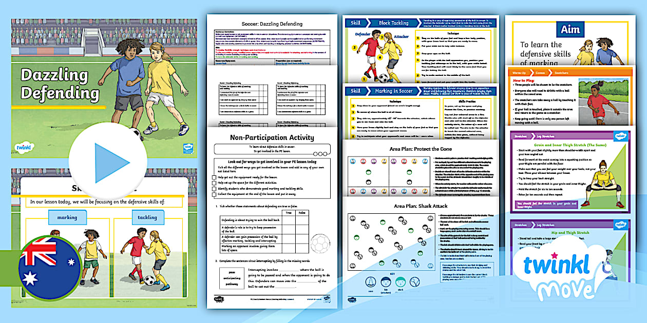 Move PE Year 3 Soccer: Lesson 4: Dazzling Defending - Twinkl