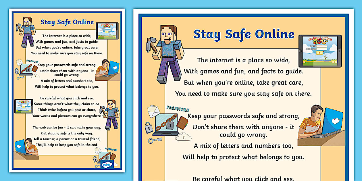 Internet Safety Poem Example (teacher made) - Twinkl