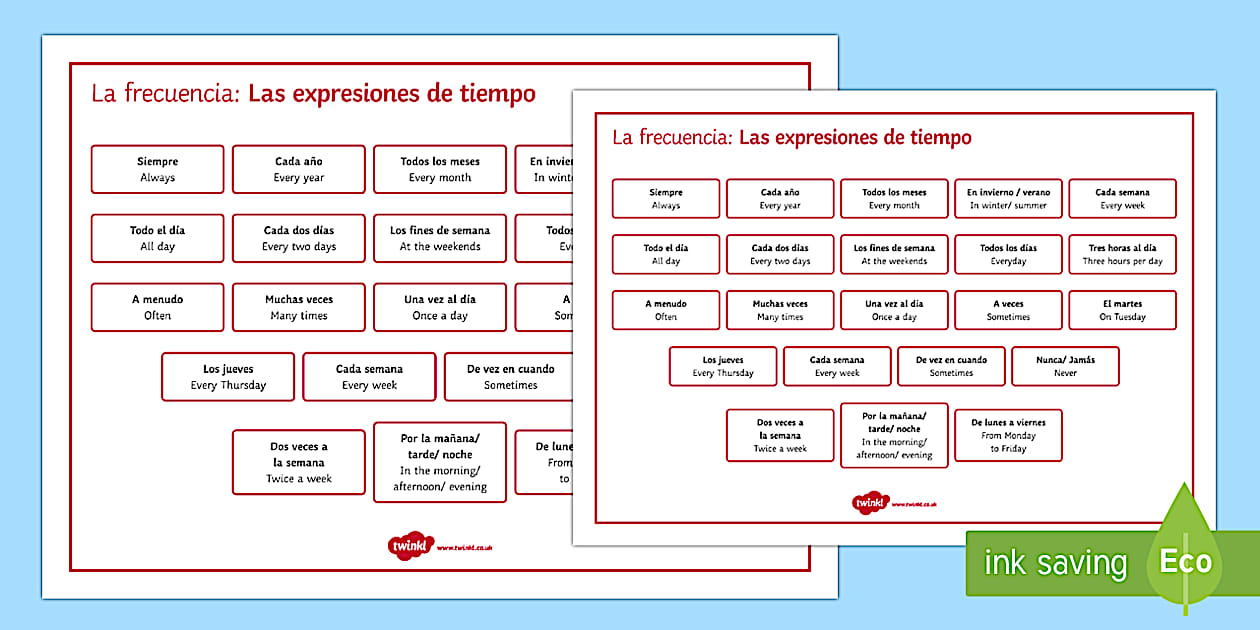 Time Expressions Word Mat Spanish (professor feito) - Twinkl
