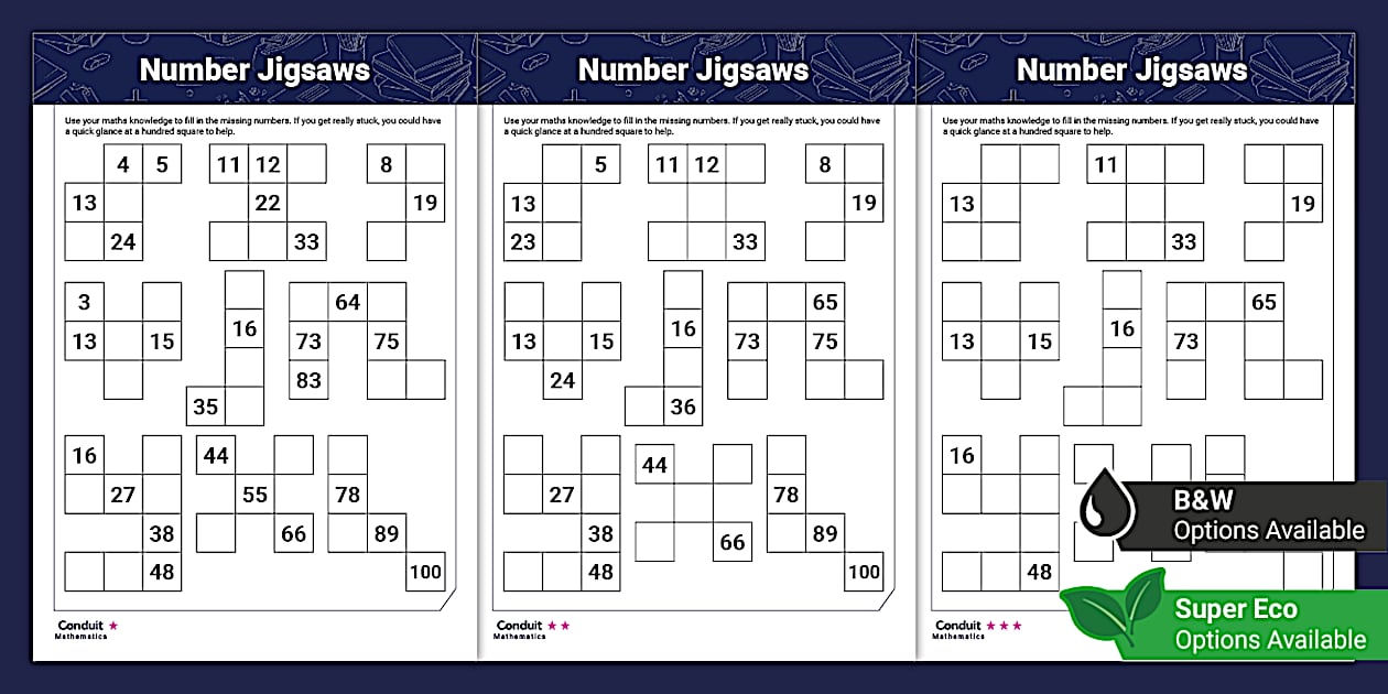 Reinforcing Number: Number Square Jigsaw Activity - Twinkl