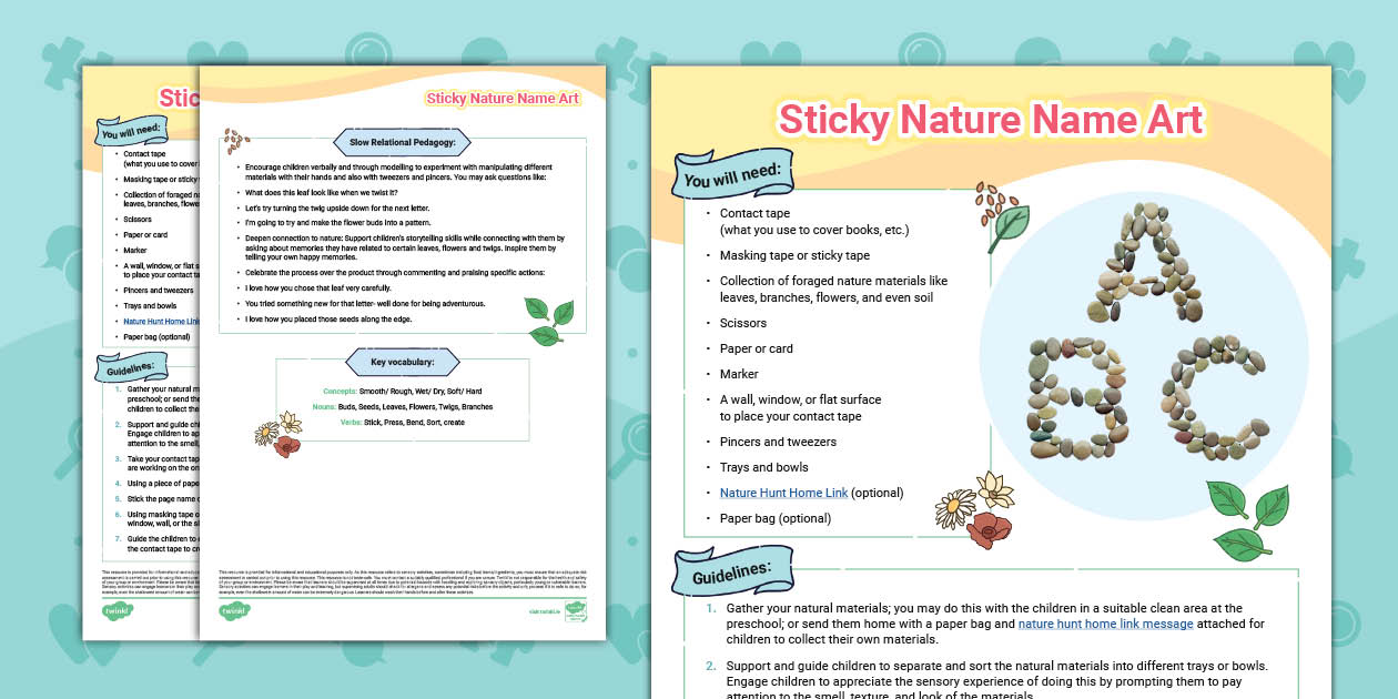 Sticky Nature Name Art Craft (teacher made) - Twinkl