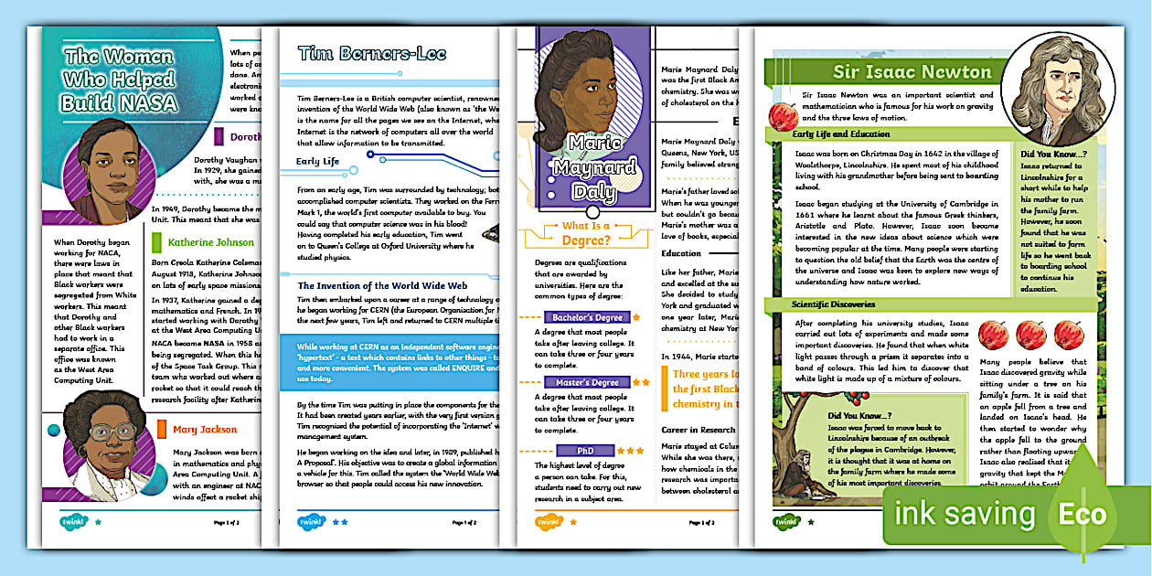 UKS2 Great Inventors & Scientists Bumper Comprehension Pack