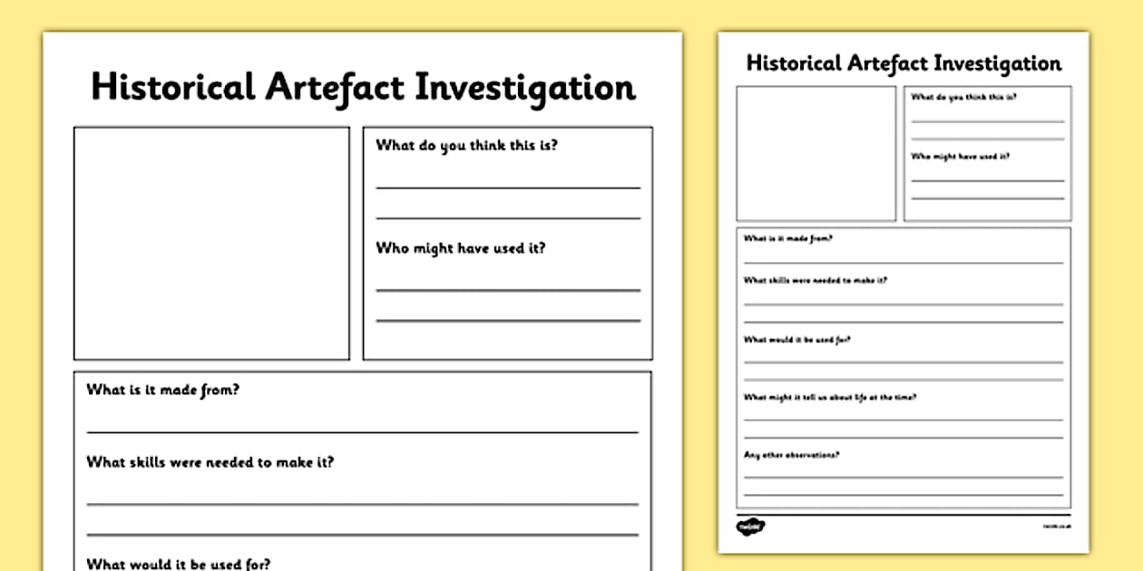 Historical Artefact Investigation Worksheet / Worksheet