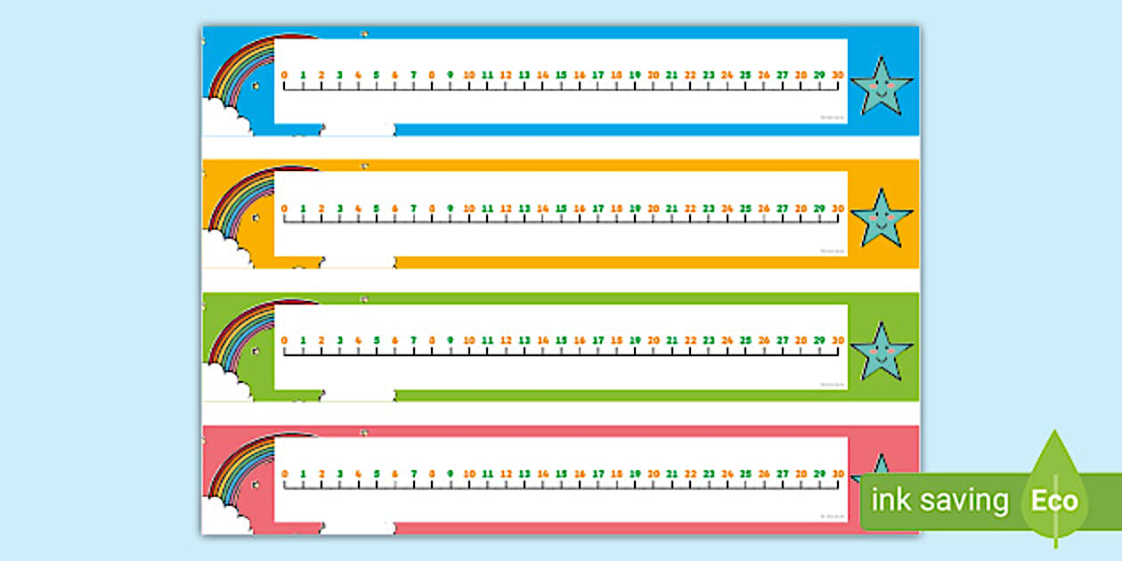 Rainbow Themed 0-30 Number Line - Twinkl