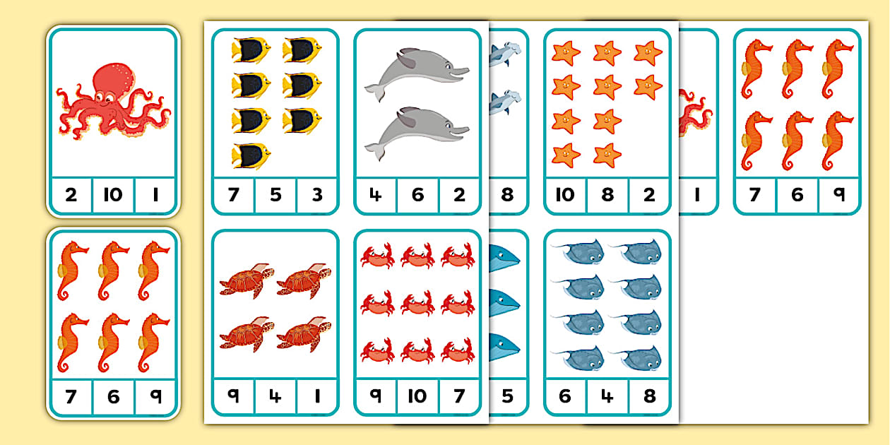 👉 Under the Sea Counting to 10 | Peg Counting | Twinkl