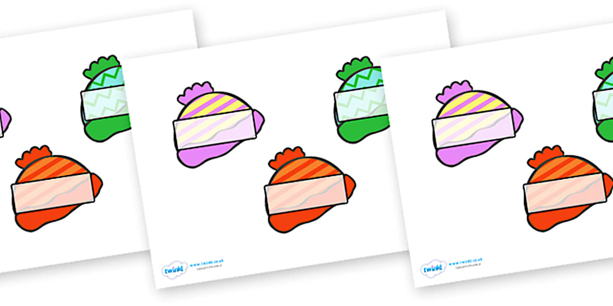 Editable Self-Registration Labels (Wooly Hat) (teacher made)