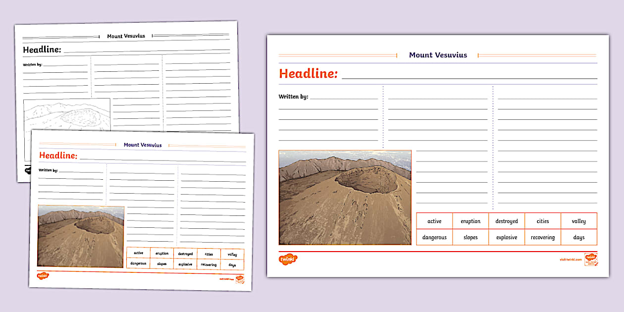 Mount Vesuvius Newspaper Writing Template (teacher made)