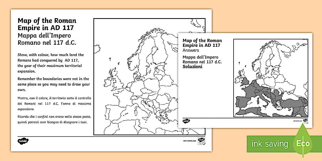 Spread of the Roman Empire Map Worksheet / Worksheet English/Italian ...