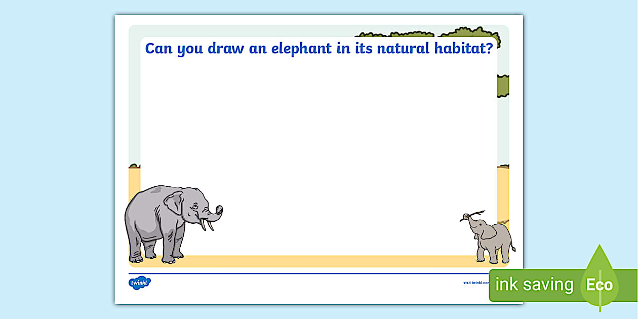 Elephant Drawing Prompt (teacher made) - Twinkl