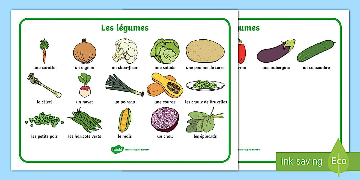 Ensemble de mots : Les légumes - Twinkl