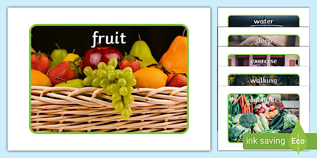 Things That Keep Us Healthy Display Photos (teacher made)