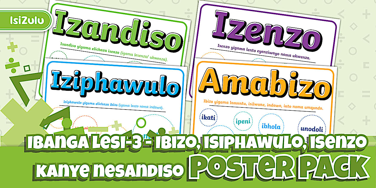Ibizo, isiphawulo, isenzo kanye nesandiso - Poster Pack