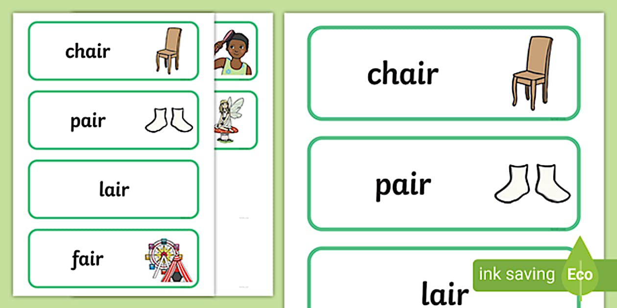 'air' Sound Word Cards - Phonics Resource