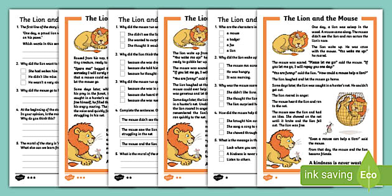 Lower Ability The Lion and the Mouse Differentiated Reading Comprehension
